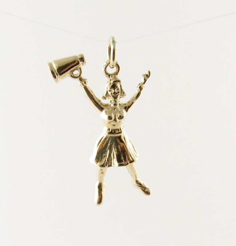 14 Karat Yellow Gold Cheerleader Charm at 1stDibs