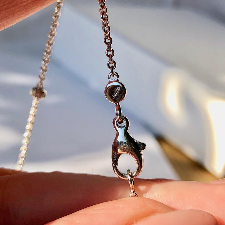 Aaron Basha White Diamond Station 18k Gold Chain .40cts Round Brilliant ...