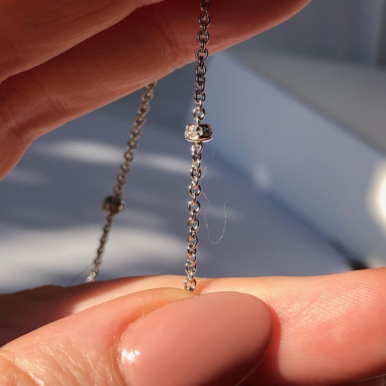 Aaron Basha White Diamond Station 18k Gold Chain .40cts Round Brilliant ...