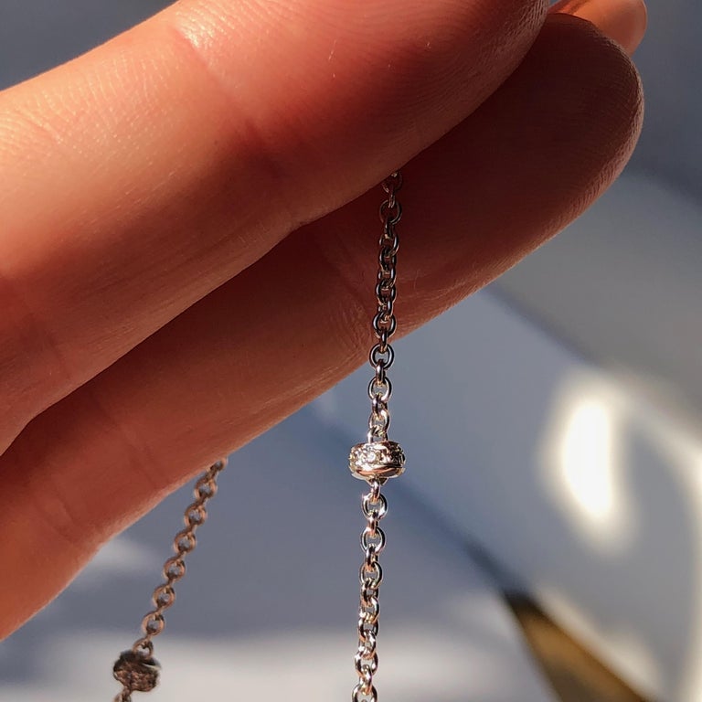 Aaron Basha White Diamond Station 18k Gold Chain .40cts Round Brilliant ...