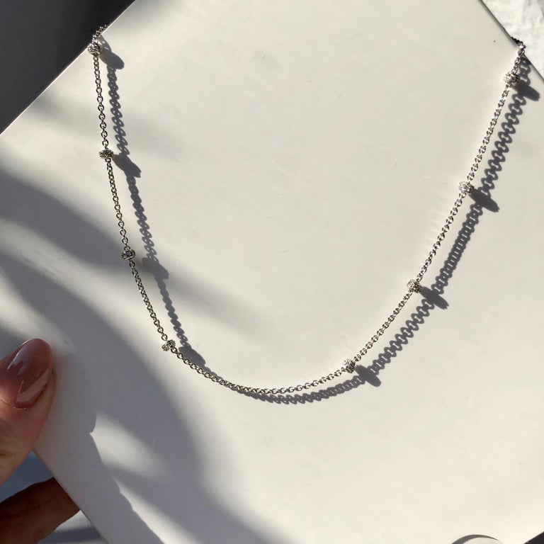 Aaron Basha White Diamond Station 18k Gold Chain .40cts Round Brilliant ...