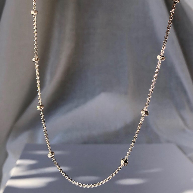 Aaron Basha White Diamond Station 18k Gold Chain .40cts Round Brilliant ...