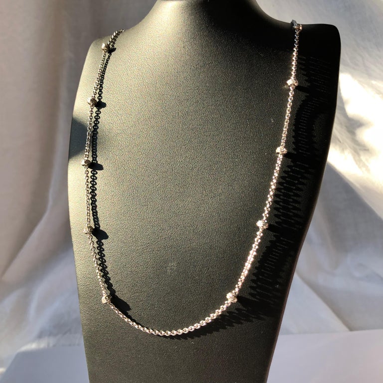 Aaron Basha White Diamond Station 18k Gold Chain .40cts Round Brilliant ...