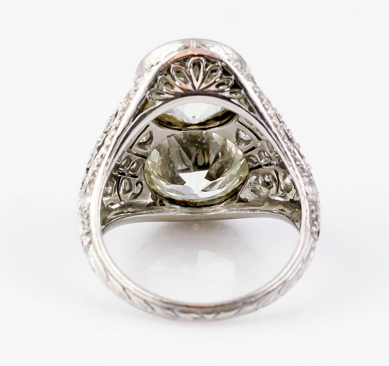 Art Deco Diamond Platinum Two-Stone Cocktail Ring For Sale at 1stDibs