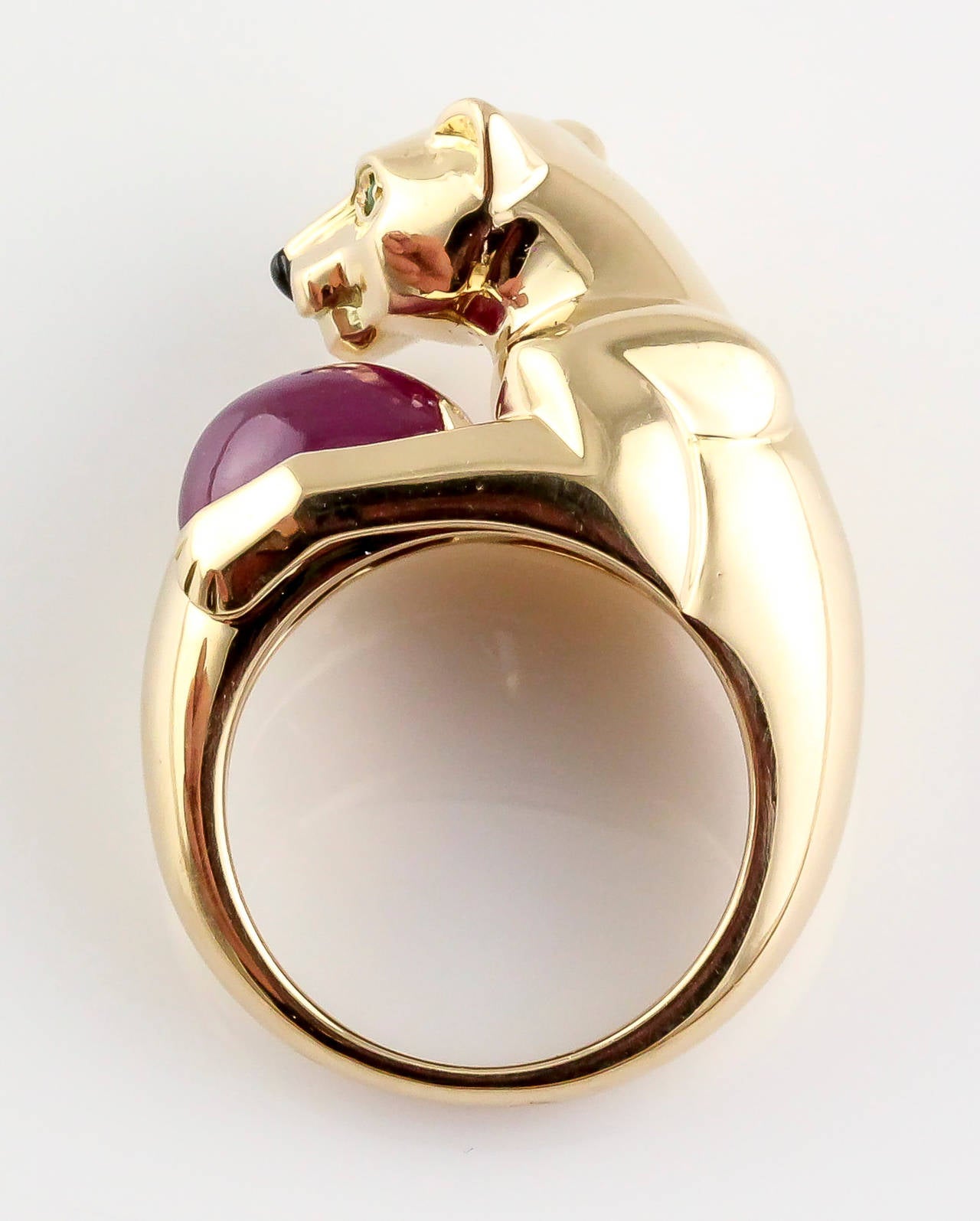 Cartier Panthere Ruby Emerald Onyx Gold Ring For Sale at 1stDibs