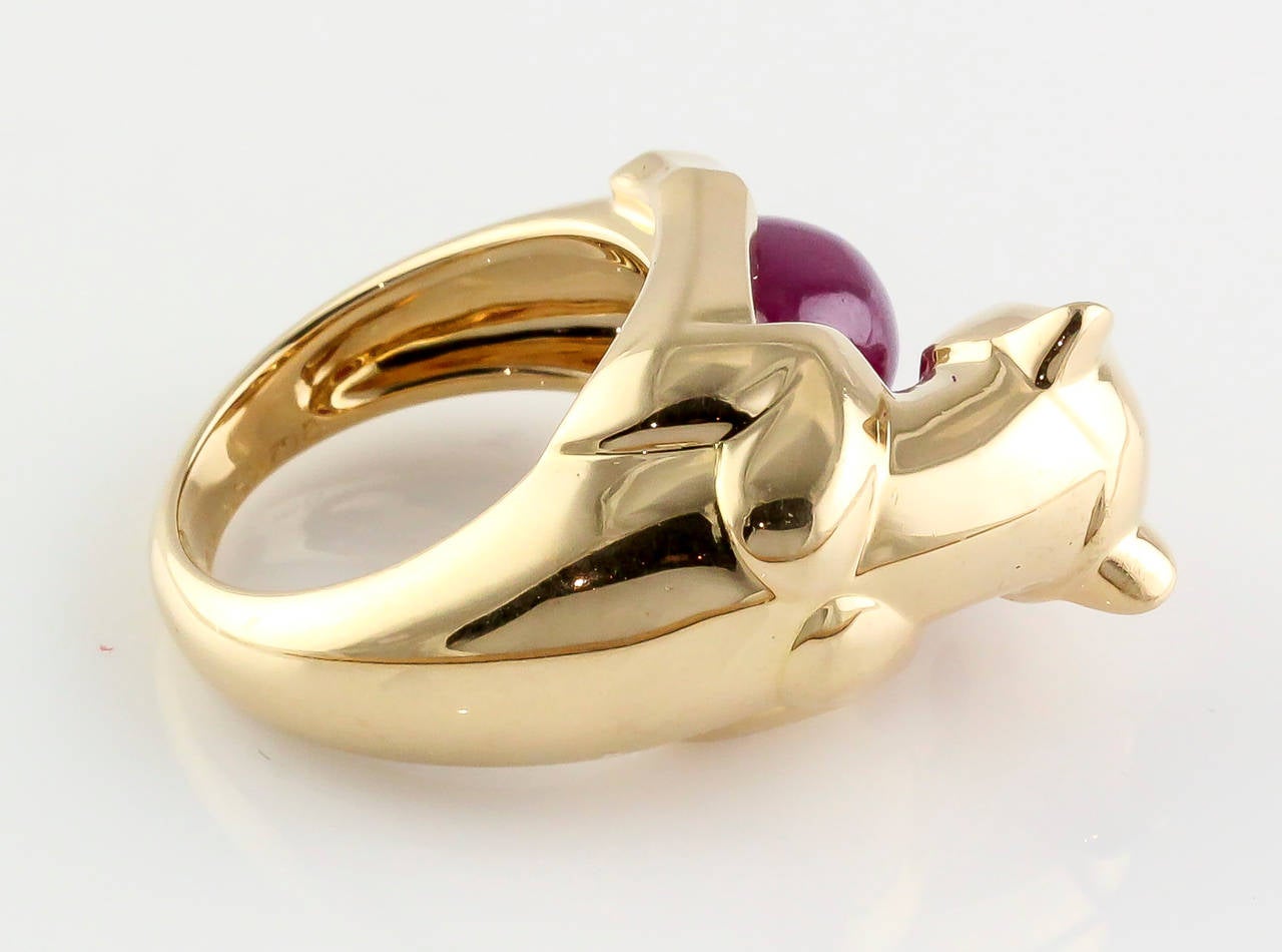 Cartier Panthere Ruby Emerald Onyx Gold Ring For Sale at 1stDibs