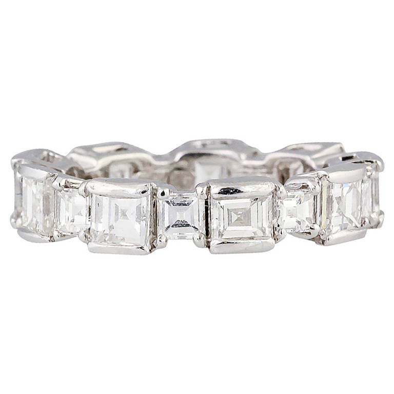 Harry Winston Square Step Cut Diamond Platinum Band at 1stDibs