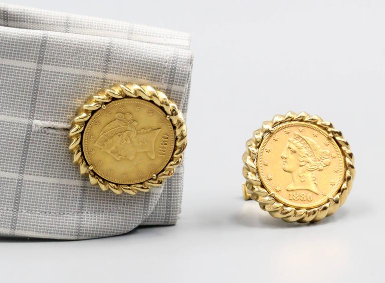 David Webb Gold $5 Liberty Head Coin Cufflinks at 1stDibs