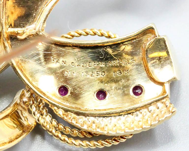 Van Cleef and Arpels Chrysoprase Ruby Diamond Gold Cowboy Brooch at 1stDibs