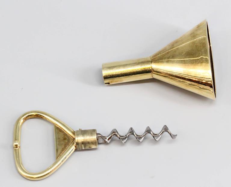 RARE Yellow Gold Corkscrew and Funnel For Sale at 1stDibs