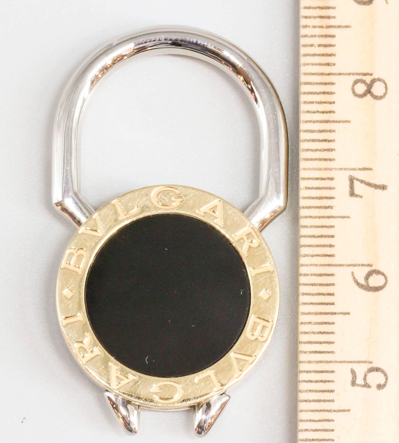 BULGARI Onyx, Gold and Stainless Steel Keychain For Sale at 1stdibs