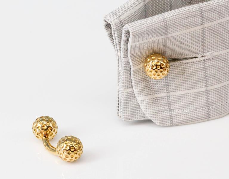 Hermes Gold Golf Ball Dumbbell Cufflinks at 1stDibs