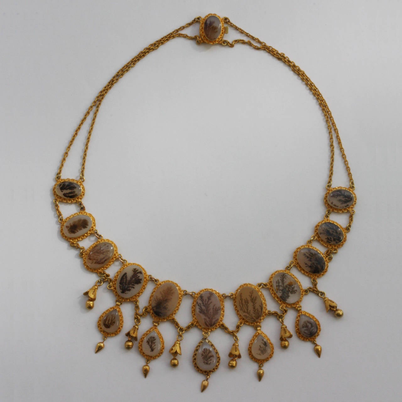 Georgian Dendrite Agate and Gold Necklace at 1stDibs
