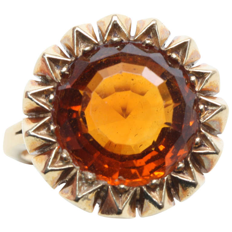 French Citrine Gold Sunflower Ring at 1stDibs