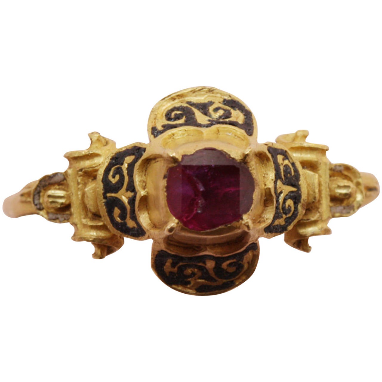 16th Century Ruby Gold Quatrefoil Renaissance Ring at 1stdibs