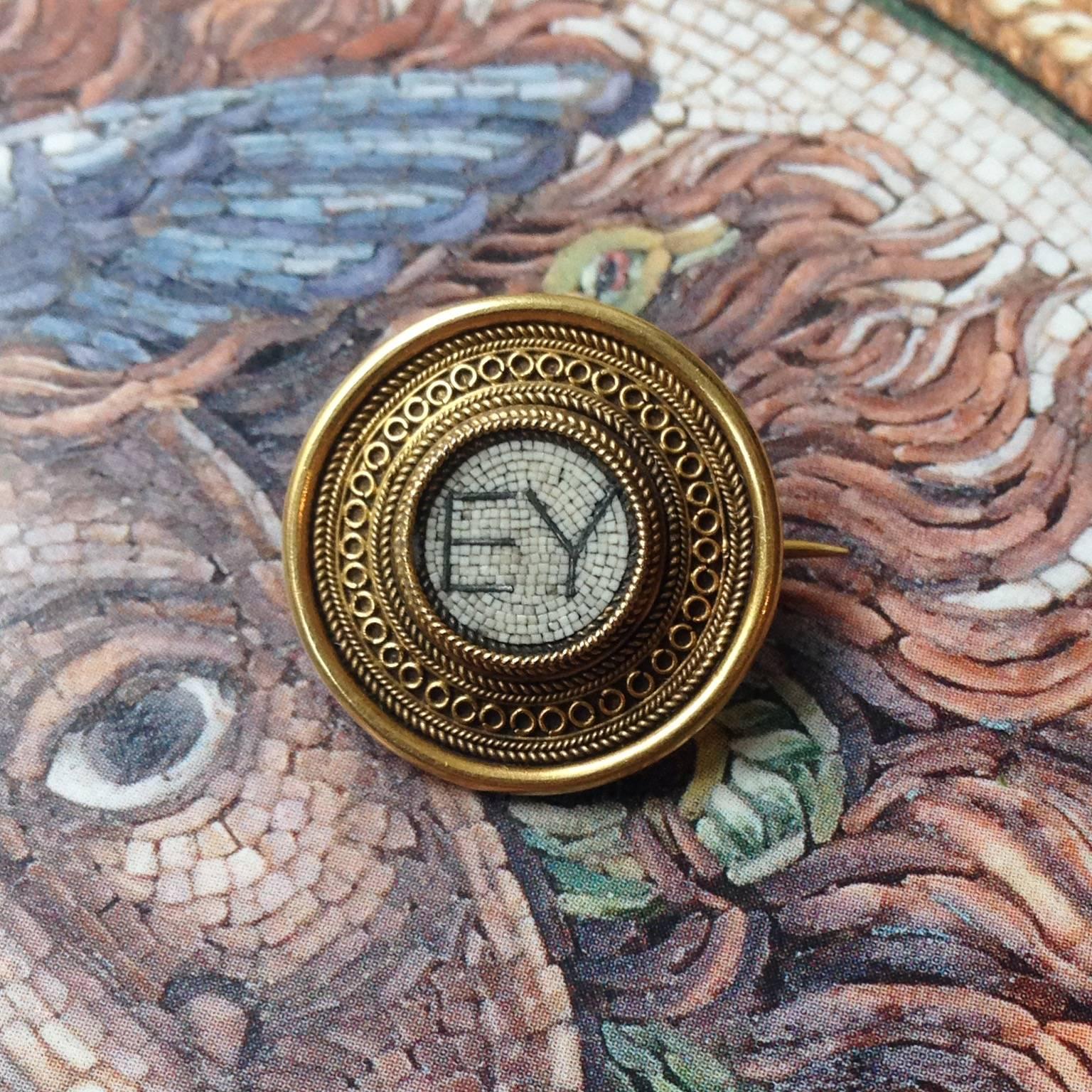 Castellani Micromosaic Gold Etruscan Revival Brooch at 1stDibs