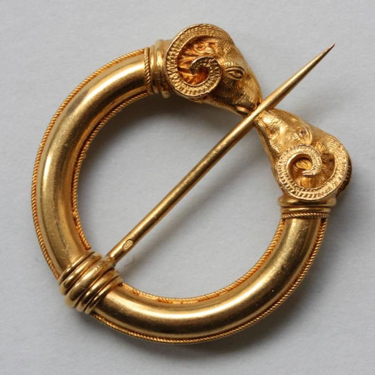 Antique Victorian Etruscan Revival Gold Ram Fibula Brooch at 1stDibs ...