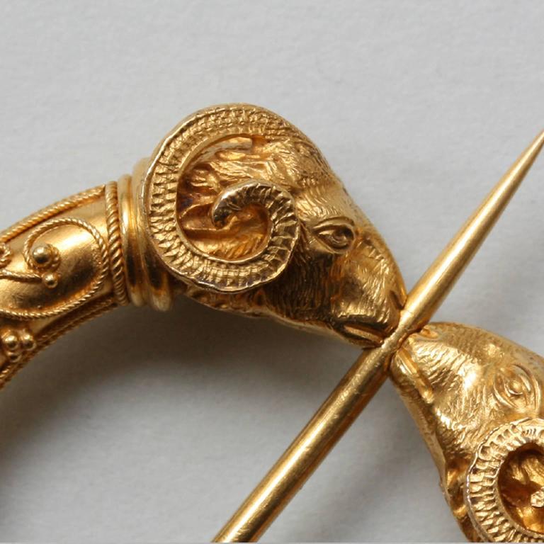 Antique Victorian Etruscan Revival Gold Ram Fibula Brooch at 1stDibs ...