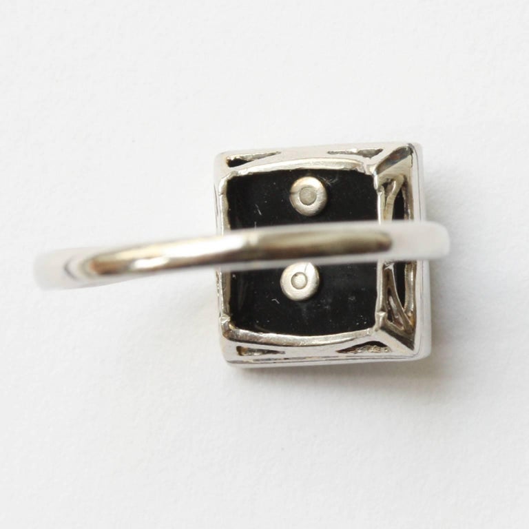 Art Deco Platinum and White Gold, Onyx and Diamond Question Mark Ring ...