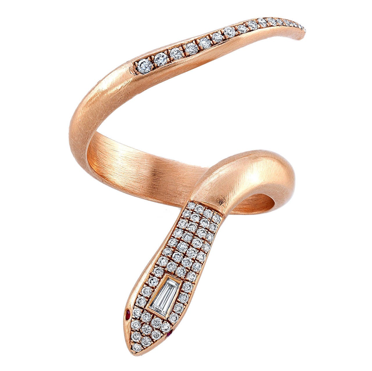Ruby Diamond Gold Snake Wrap Around Ring For Sale at 1stDibs