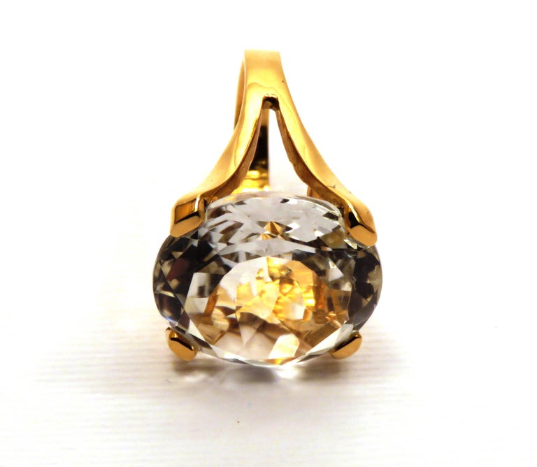 Grey Topaz Rock Crystal 18 Karat Rose Gold Cocktail Ring Handcrafted in ...