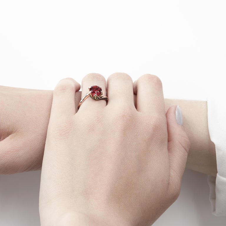 Rubellite Lily Pad Engagement Ring For Sale at 1stDibs | rubellite lily ...