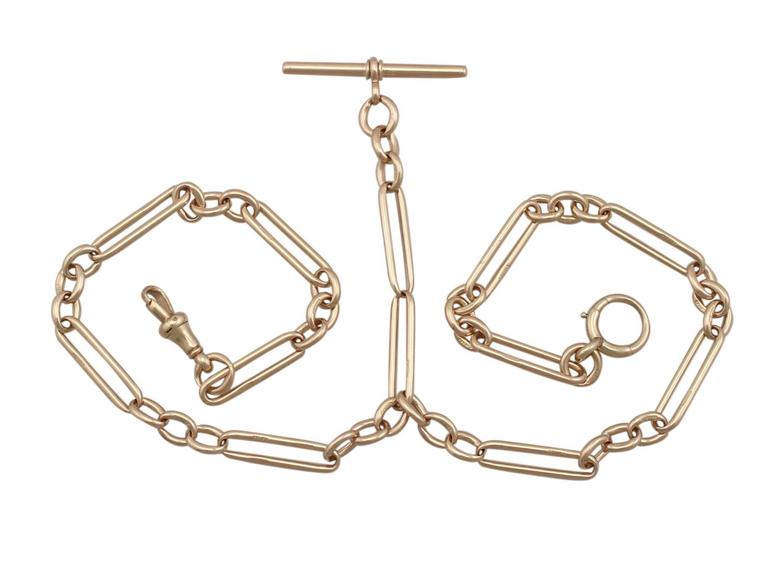 1900s Antique Yellow Gold Double Albert Watch Chain at 1stDibs | double ...