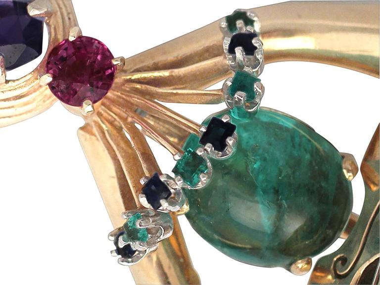 20.38Ct Multi-Gemstone 'Tutti-Frutti', 14k Yellow Gold Ukulele Brooch ...