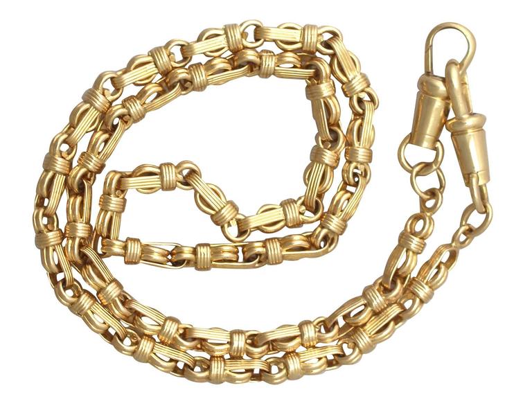 18k Yellow Gold Fancy Link Chain - Antique French Circa 1900 at 1stDibs
