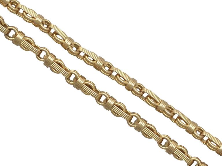 18k Yellow Gold Fancy Link Chain - Antique French Circa 1900 at 1stDibs