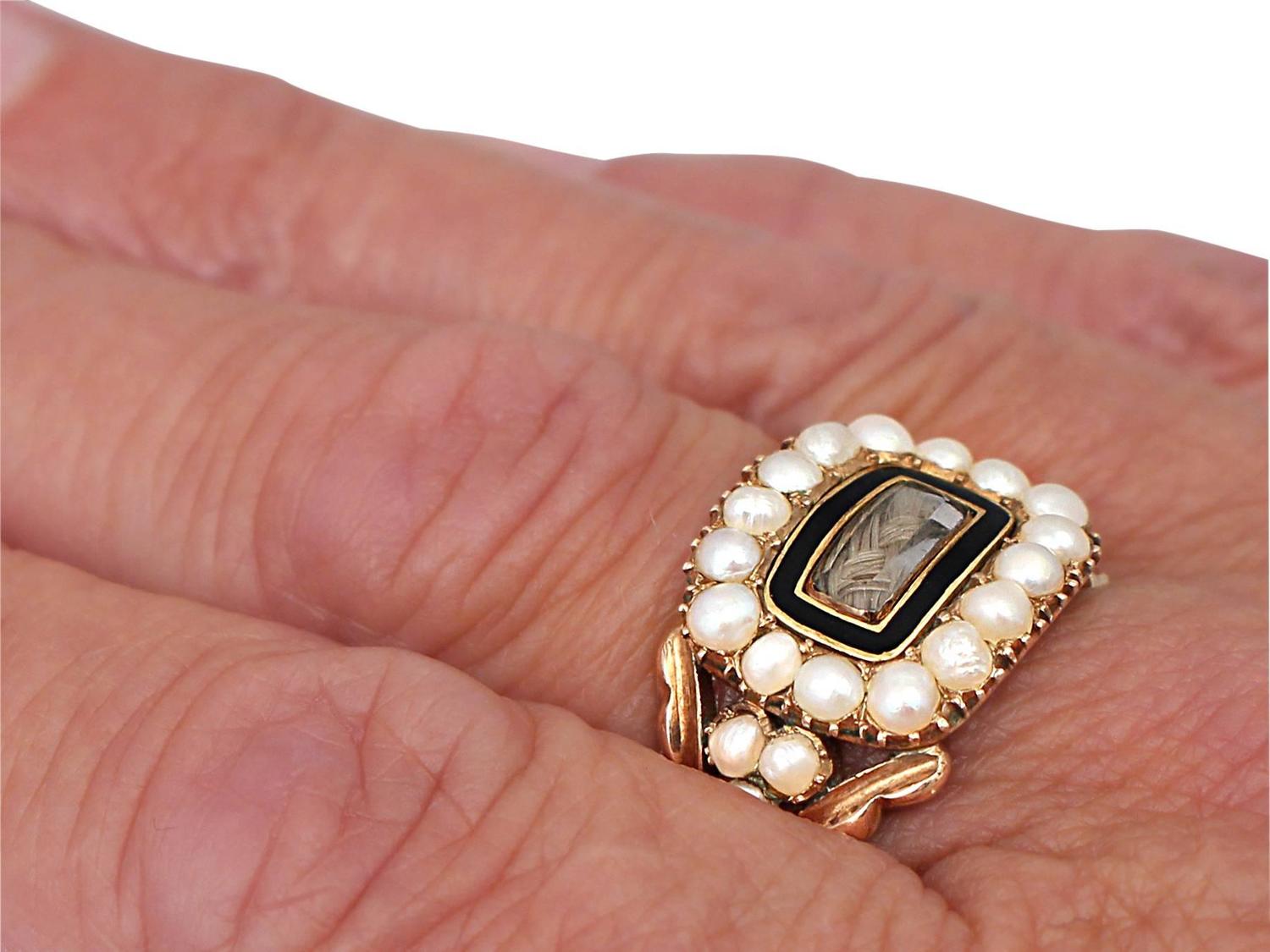 Pearl and Enamel, 9k Yellow Gold Mourning Ring – Antique Victorian For ...