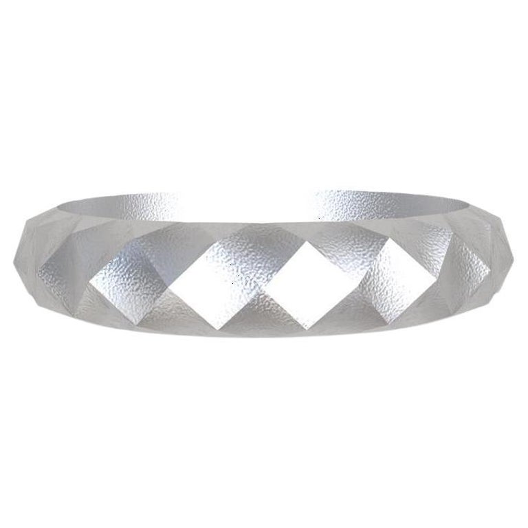 Customizable Platinum Matte Rhombus Wedding Band For Sale at 1stDibs