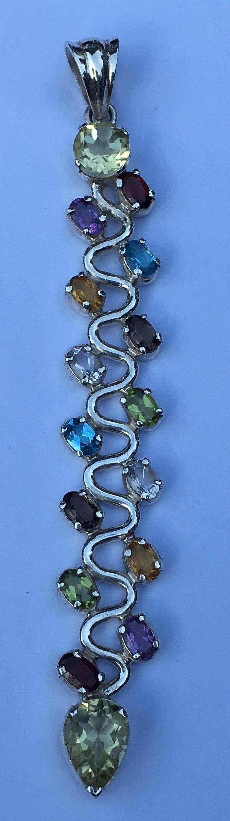 Multi-Color Stone Pendant For Sale at 1stDibs