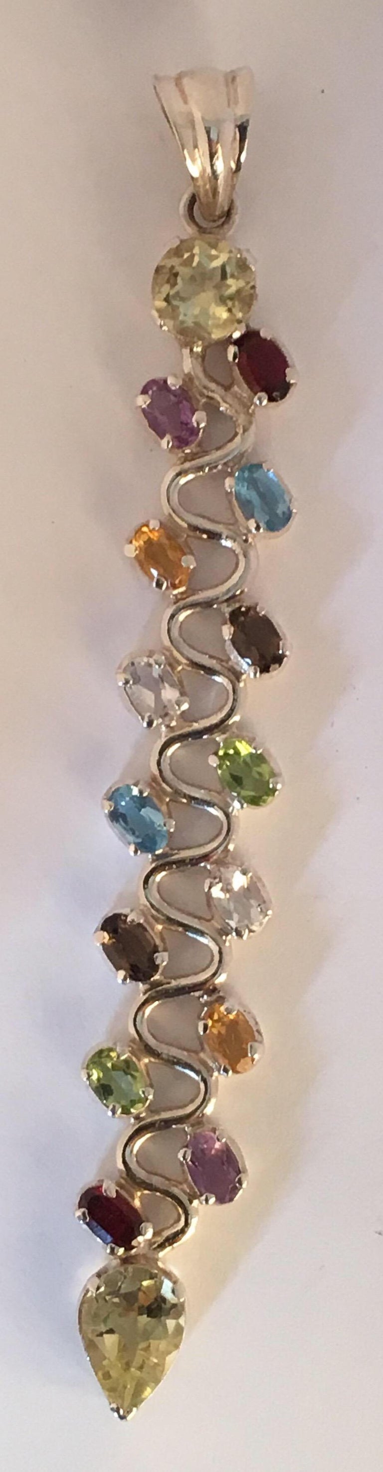 Multi-Color Stone Pendant For Sale at 1stDibs