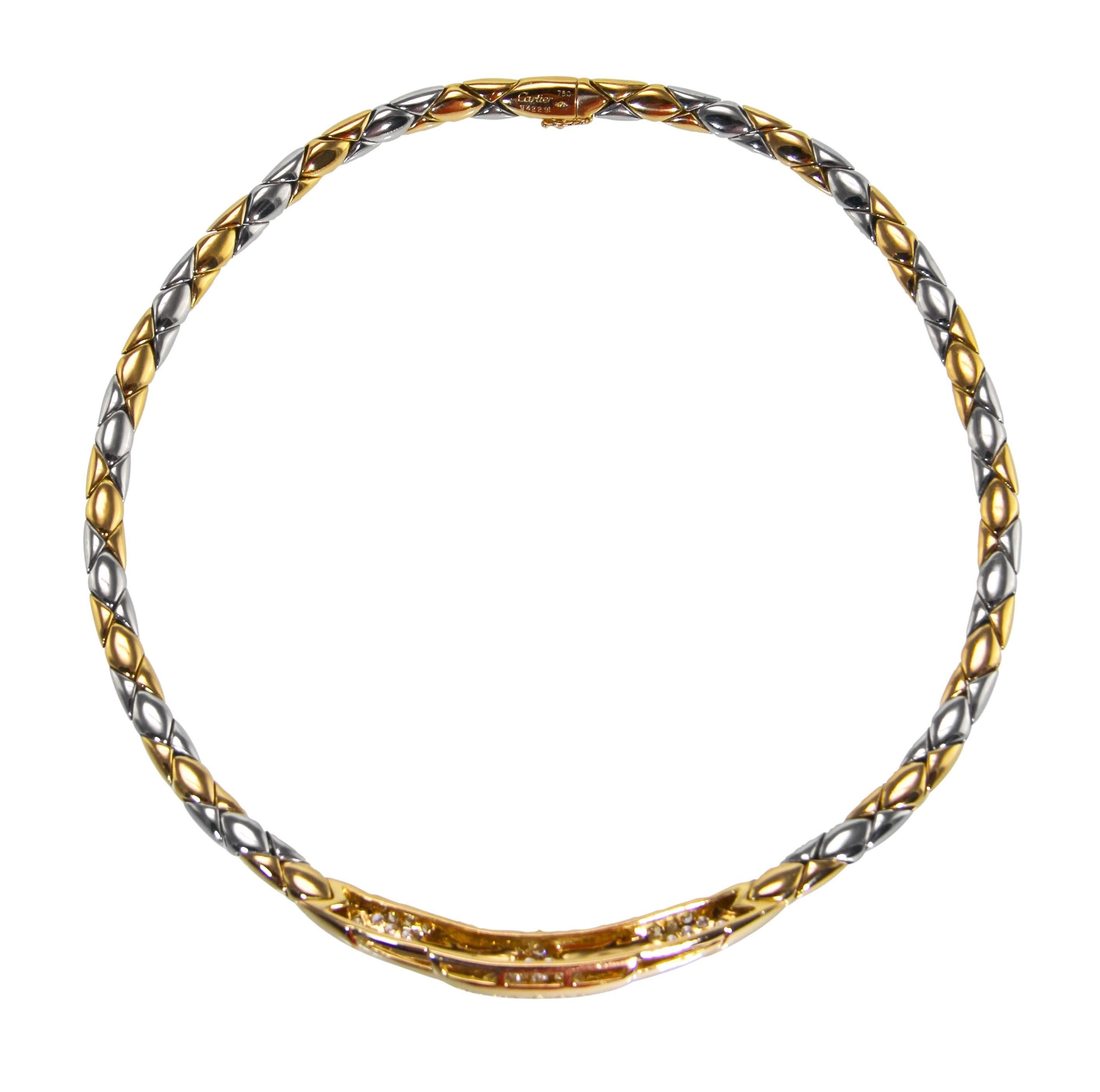 Cartier Diamond and Two-Tone Gold Necklace at 1stDibs