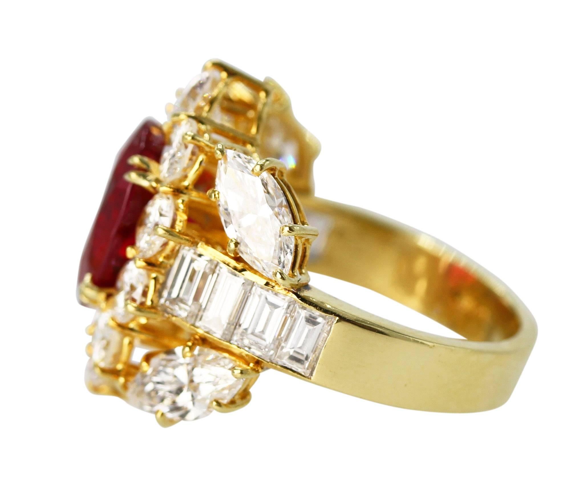 GIA Certified 4.24 Carat Ruby Diamond Ring For Sale at 1stDibs