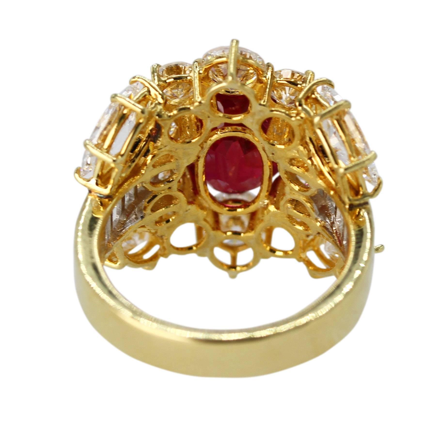 GIA Certified 4.24 Carat Ruby Diamond Ring For Sale at 1stDibs