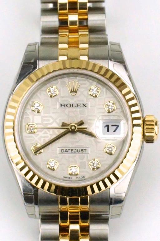 Rolex Yellow Gold Stainless Steel Oyster Perpetual Datejust Wristwatch at 1stDibs