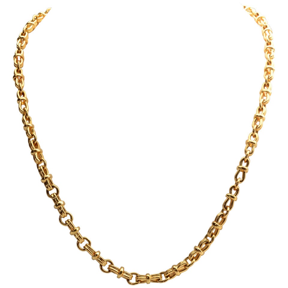 Long Gold Heavy Chain Necklace at 1stDibs