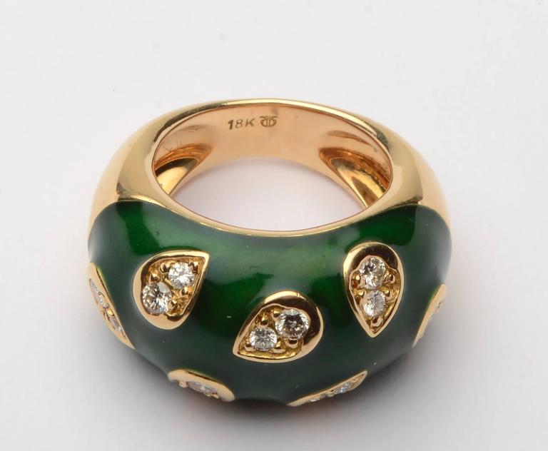 1960s Enamel Diamond Gold Dome Ring For Sale at 1stDibs | enamel dome ring