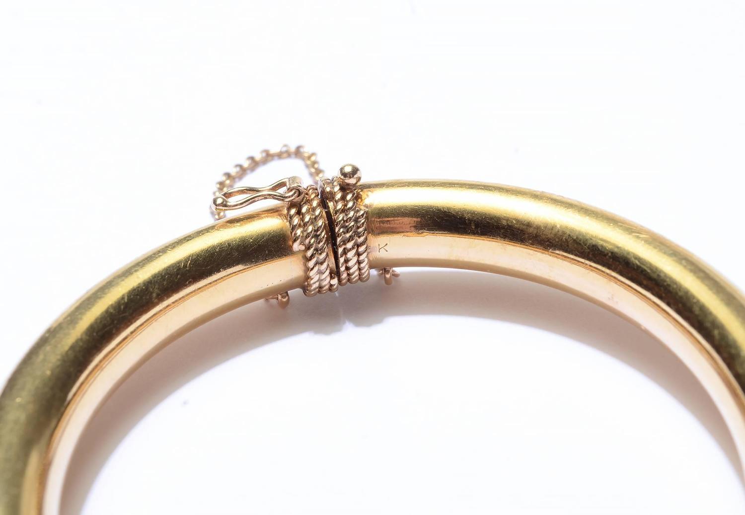Heavy Hinged Gold Bangle Bracelet at 1stdibs