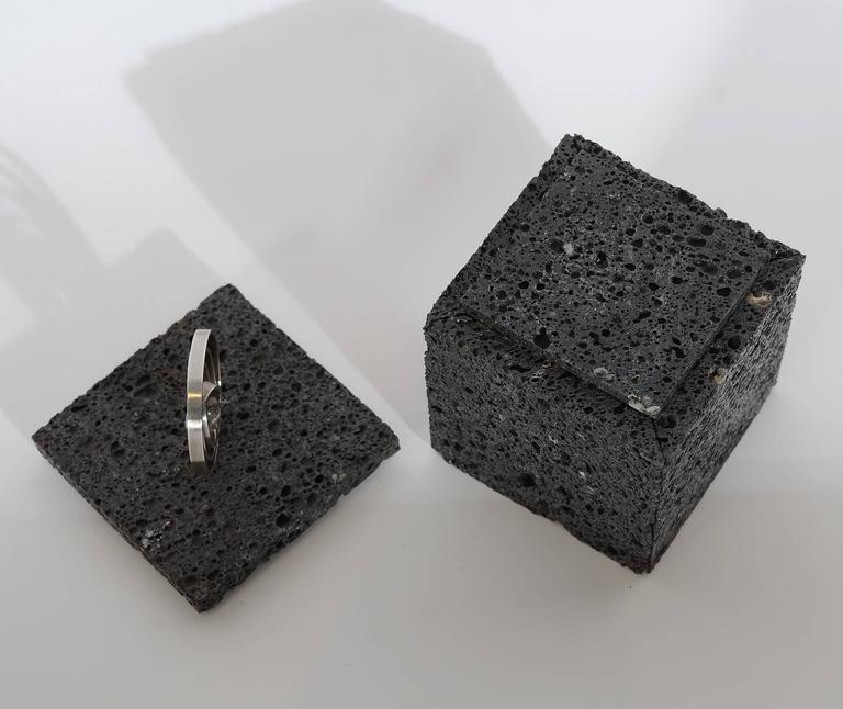 Volcanic Lava Box with Sterling Silver Finial For Sale at 1stDibs