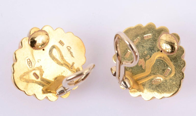 Cartier Tricolor Ribbed Ear Clips at 1stDibs