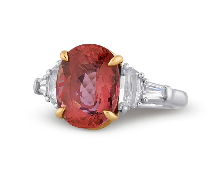 Pinkish-Orange Topaz and Diamond Ring by Tiffany and Co. at 1stDibs