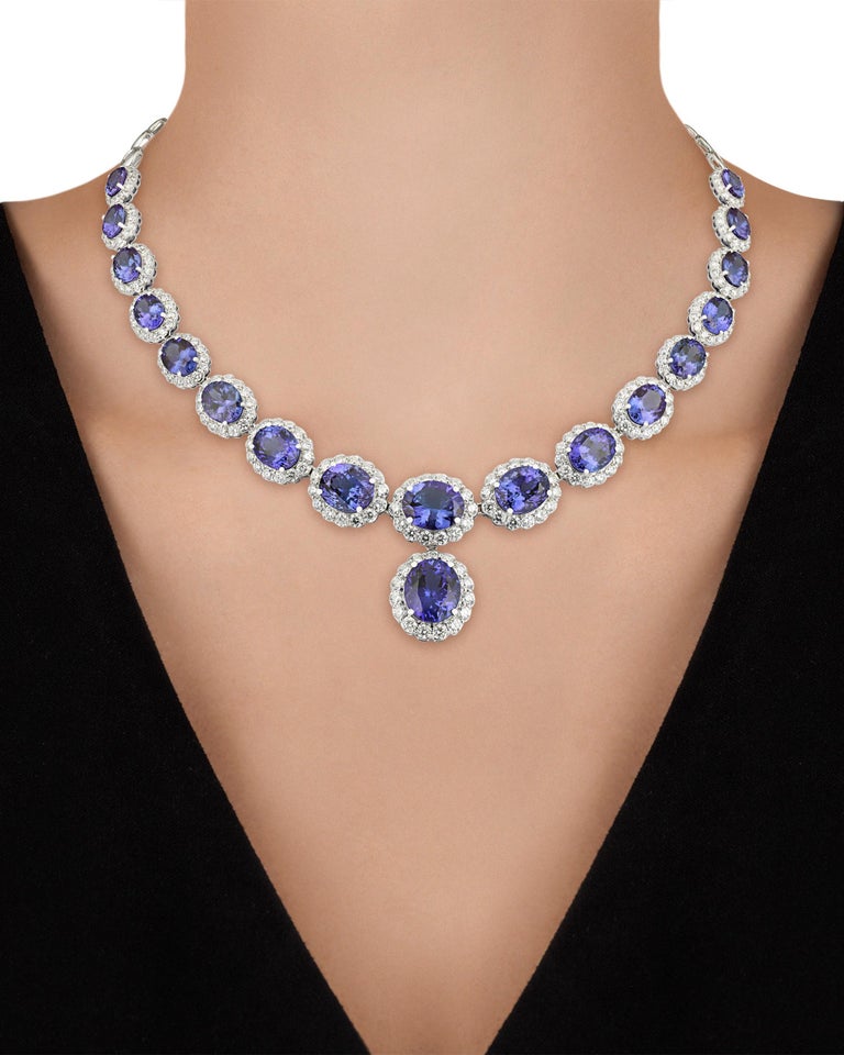 Tanzanite and Diamond Necklace, 47.86 Carat For Sale at 1stDibs