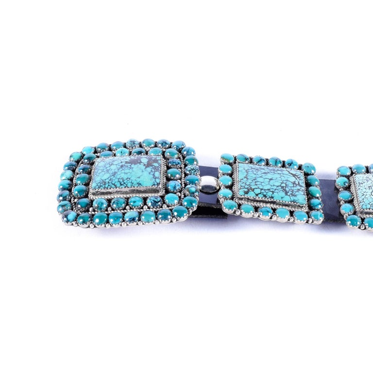 Navajo Turquoise Concho Belt For Sale at 1stDibs