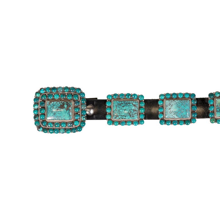 Navajo Turquoise Concho Belt For Sale at 1stDibs
