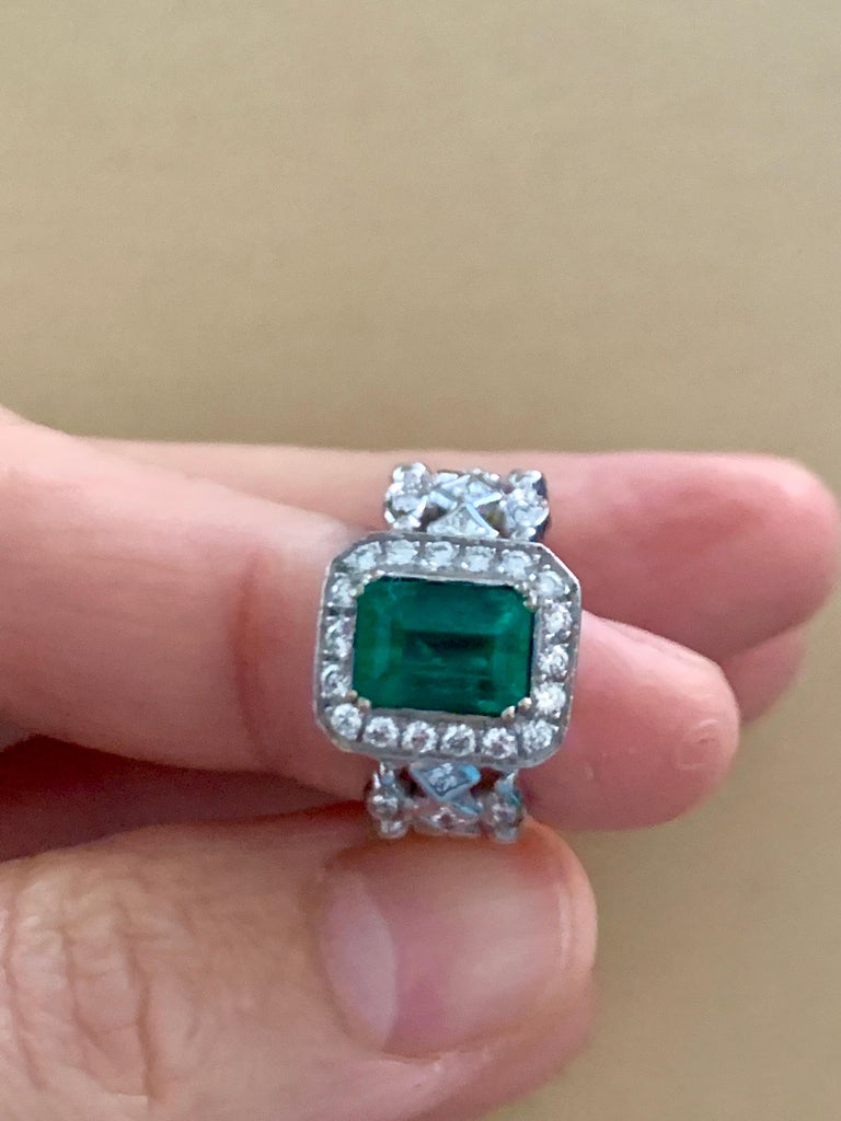 2.0 Carat Emerald Cut Colombian Emerald and Diamond Designer Doris ...