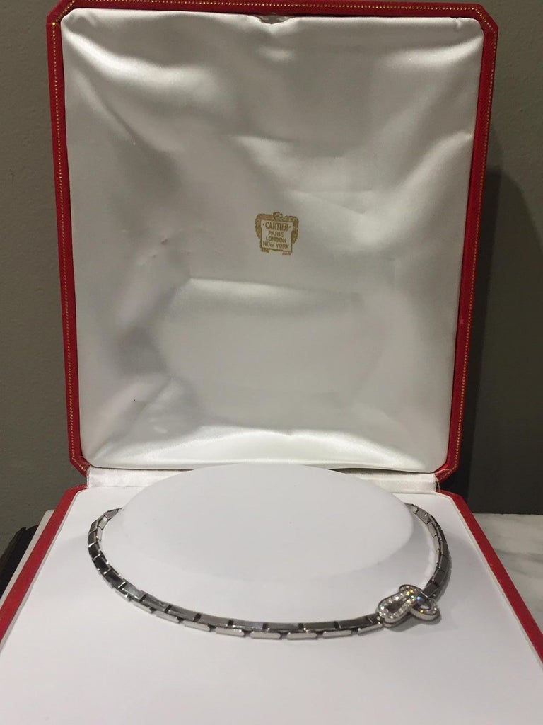 White Gold 750 Cartier Necklace, "Agrafe" Collection Set with Diamonds ...
