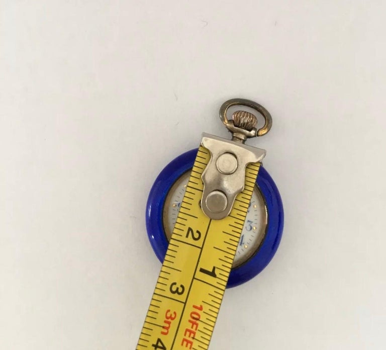 Midnight Blue Enamel and diamonds Fob Pocket Watch For Sale at 1stDibs